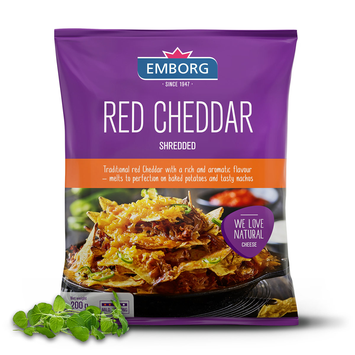 Natural Shredded Red Cheddar - Emborg Natural Shredded Red Cheddar - Emborg